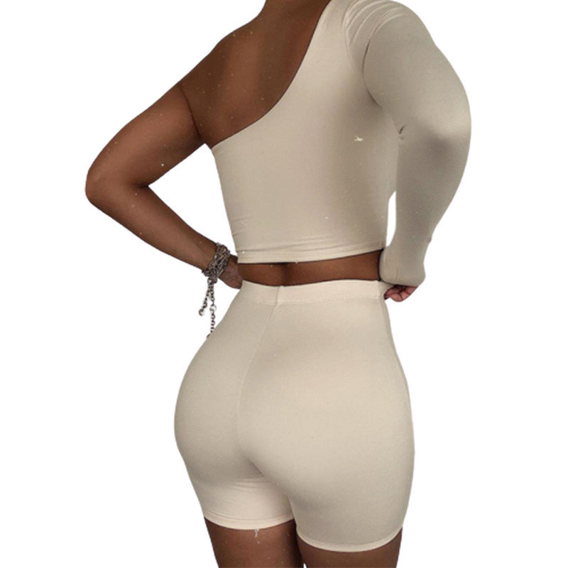 European and American new style ladies sportswear suit one-shoulder stretch leggings two-piece yoga suit