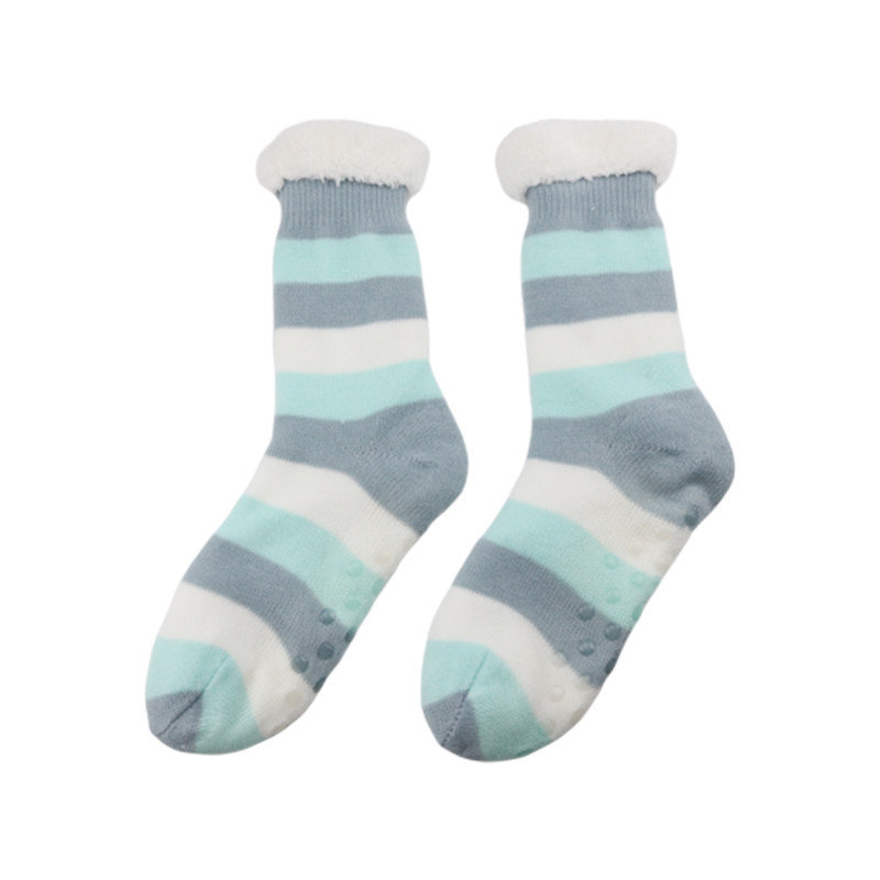 Breathable Fresh Strip Warm Socks Faux Fur Winter Women  Anti Slip