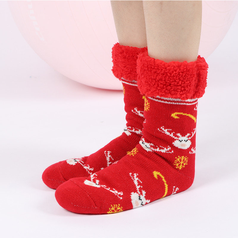 ladies house indoor non skid socks sweat absorbed soft socks with cute cartton animal women winter thick fur socks