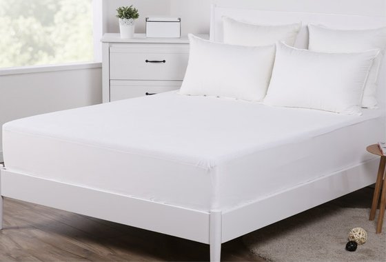 Plain Polyester Mattress Covers Protectors With Skrit For Hotel Home supplier