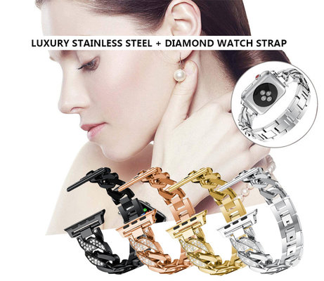 Luxury Watch 6 Diamond Bracelet Watch Band For Apple Hot Selling Stainless Steel Metal Strap Chain Bracelet 5 4 3 2 1 Se