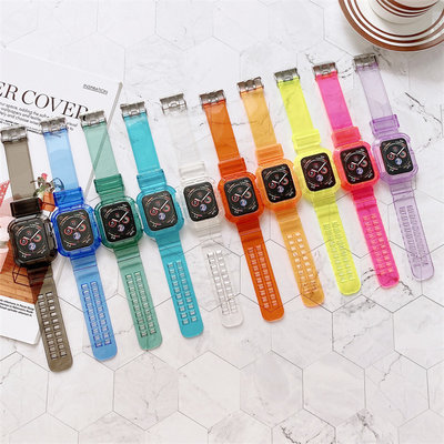 Amazon Clear Hot Selling Rubber Watch Strap For Apple Watch iWatch Band Series 6 5 4 3 2 1 Se Full Shockproof Bumper Case