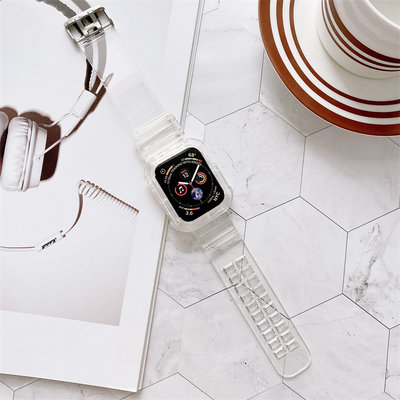 Amazon Clear Hot Selling Rubber Watch Strap For Apple Watch iWatch Band Series 6 5 4 3 2 1 Se Full Shockproof Bumper Case
