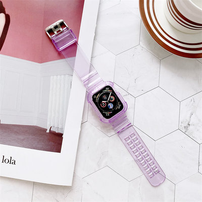 Amazon Clear Hot Selling Rubber Watch Strap For Apple Watch iWatch Band Series 6 5 4 3 2 1 Se Full Shockproof Bumper Case