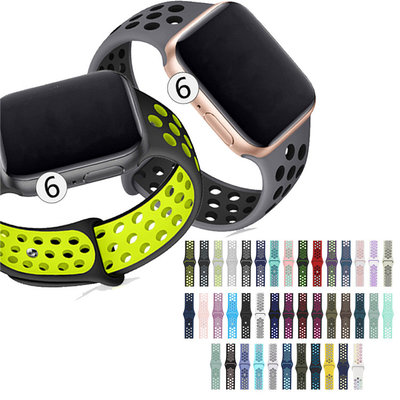Silicon/Rubber Watch Band For iWatch 7 Series 6 5 4 3 2 1 Dual 40mm 44mm Sport Silicone Watch Strap For Apple Watch 7 41mm 45mm