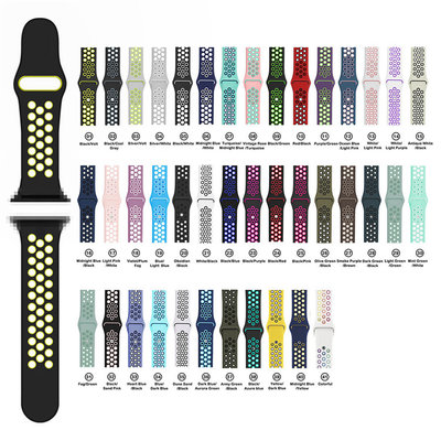 Silicon/Rubber Watch Band For iWatch 7 Series 6 5 4 3 2 1 Dual 40mm 44mm Sport Silicone Watch Strap For Apple Watch 7 41mm 45mm
