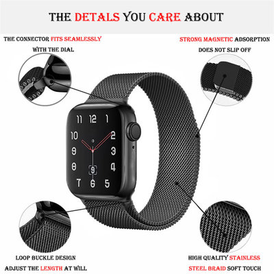 iWatch Stainless Steel Loop Magnetic Wrist Band Milanese Mesh Steel Watch Straps For For Apple Watch Se 6 5 4 3 2 1