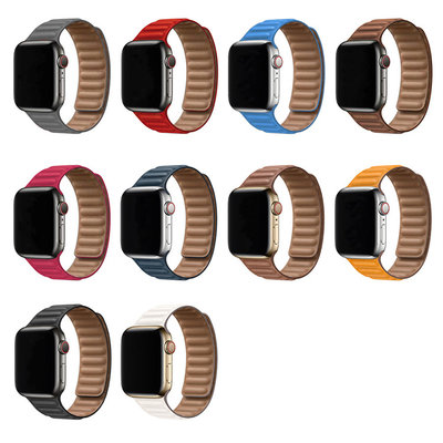 Leather Drop Shipping Correas Watch Bands Colorful Magnetic Leather Strap Link Buckle Solo Original For Apple Iwatch 7 41mm 45mm