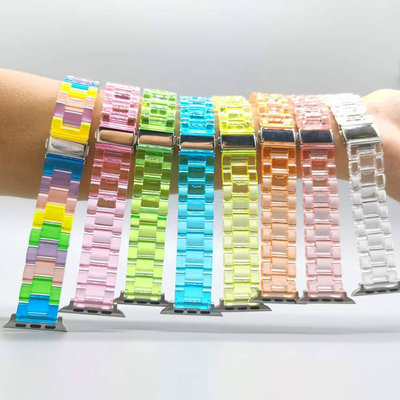 Resin Stylish Watchband For Apple Watch 6 5 4 Band Strap 42mm 38mm Transparent For Iwatch Series Se 3 Watch Band 2 44mm 40mm