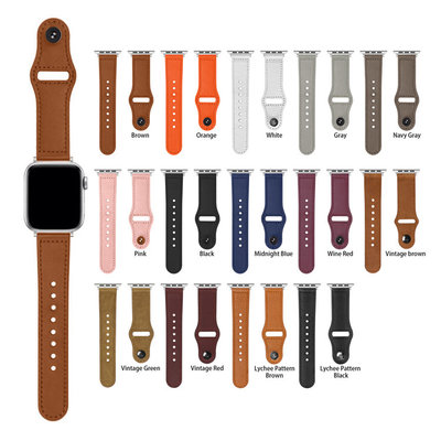 Retro Litchi Leather Watch Band Luxury Genuine Leather Pattern Buckle For Apple Iwatch 42mm 44mm Strap