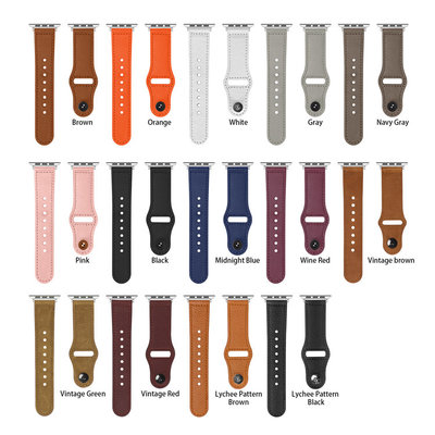 Retro Litchi Leather Watch Band Luxury Genuine Leather Pattern Buckle For Apple Iwatch 42mm 44mm Strap