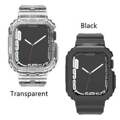Factory Direct Sale Watch Band Glacier Integration Plastic Watch Band +case For Apple Watch 7 Series 41mm 45mm