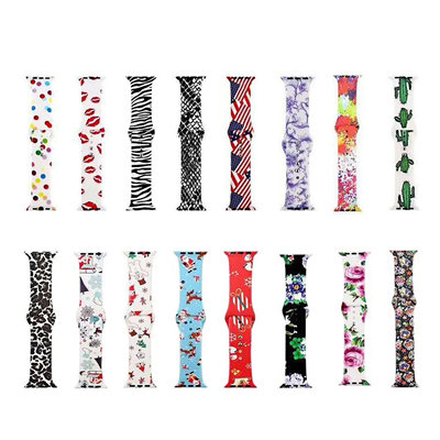 45mm Customized Soft Silicone 38mm 40mm 41mm 42mm 44mm Printed Sport Silicone Watch Strap Rubber Bands For Apple Iwatch Se 6 5 7 4