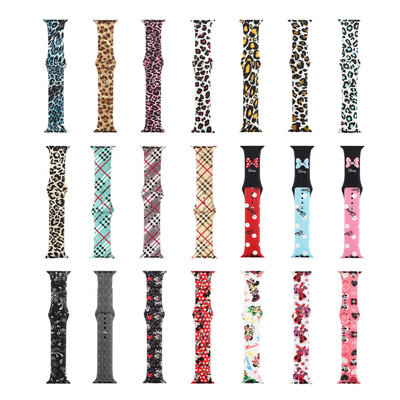 45mm Customized Soft Silicone 38mm 40mm 41mm 42mm 44mm Printed Sport Silicone Watch Strap Rubber Bands For Apple Iwatch Se 6 5 7 4