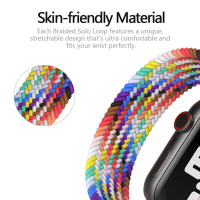 Wholesale Fabric Designers Braided Nylon Correa Solo Loop Smart Watch Band Straps For Apple Iwatch Applewatch