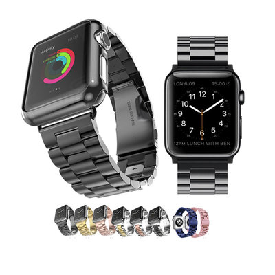 Stainless Steel For Apple Watch Stainless Steel Band 42mm 44mm Three Link Metal Wrist Strap Strap For iWatch 7/6/5/4/3/2/1/ Smartwatch Band