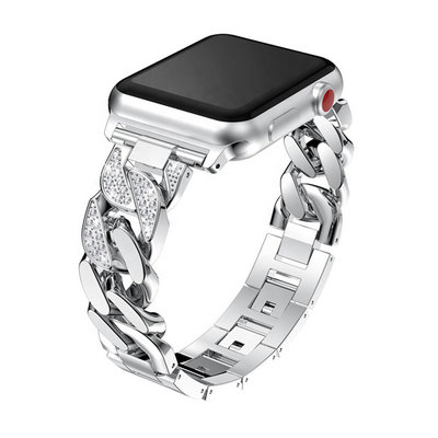 Stainless Steel Metal Watch Bands Luxury Diamond Bracelet Band 40mm For Apple Watch 44mm Chain Bracelet
