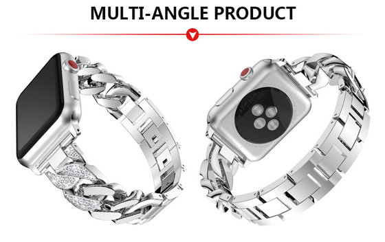 Stainless Steel Metal Watch Bands Luxury Diamond Bracelet Band 40mm For Apple Watch 44mm Chain Bracelet