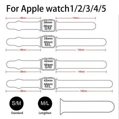 Fashion/Luxury Popular Silicone Watchband For Iwatch Apple Watch Rubber Adjustable Sport Strap 38/40mm 42/44mm Watch Strap