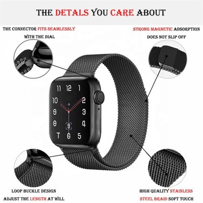 Luxury Magnetic Milanese Loop Mesh Watch Strap For Iwatch Stainless Steel 44mm 42mm 40mm 38mm For Apple Smart Watch Metal Band