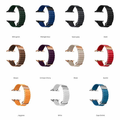 Best Fashionable Luxury Durable Luxury Genuine Leather Smart Watch Strap Watch Buckle Watch New Arrival Magnet Bands Chains For Apple Watch Iwatch 38 40 42 44 mm