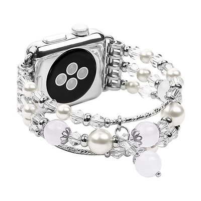 Hot Sale Fashionable Pearl Strap Elastic Watch Bands For Se 6 5 Series 7 Apple Watch Band Jewelry Wrist Strap 4 3 For Iwatch Women Bling Wristband