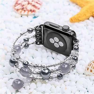 Hot Sale Fashionable Pearl Strap Elastic Watch Bands For Se 6 5 Series 7 Apple Watch Band Jewelry Wrist Strap 4 3 For Iwatch Women Bling Wristband