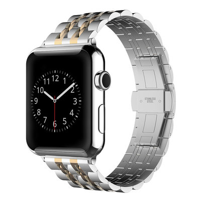 Fashionable Hot Sale 38/40 42/44mm Dual Metal Gray Rose Gold Watch Strap Sustainable Stainless Steel Metal Strap Diver Watchband For Apple 7 Se 6 5