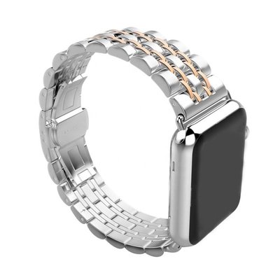 Fashionable Hot Sale 38/40 42/44mm Dual Metal Gray Rose Gold Watch Strap Sustainable Stainless Steel Metal Strap Diver Watchband For Apple 7 Se 6 5