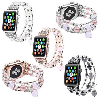 Fashionable Luxury Stretch Bead 45MM Elastic Natural Agate Watch Strap 38MM 44MM Watch Strap Replacement Beaded Bands For Apple Watch Strap Band