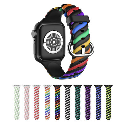 Fashionable Custom Watch Strap Silicone Rainbow Watch Band Strap Replacement Band For Iwatch 6 5 Se Watch Band 38mm 42mm 40mm 44mm