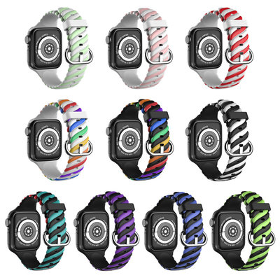 Trendy Watch Strap Fashion Rainbow Sports Watch Band For Apple Watch Band 38 40 42 44 Mm Silicon Watch Band For Iwatch Replacement Watch Band
