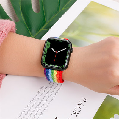 Fashionable Watch Strap For Apple Watch Adjustable Braided Nylon Watch Band Buckle Solo Strap With Stainless Steel Buckle Straps