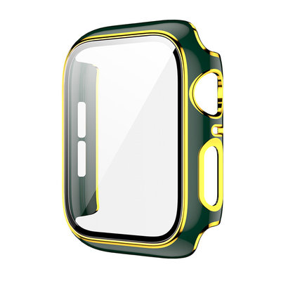 PC+Glass Plating Factory Protector Hard PC Watch Case For Apple Watch 44mm 42mm 40mm 38mm Tempered Glass Protector For Iwatch