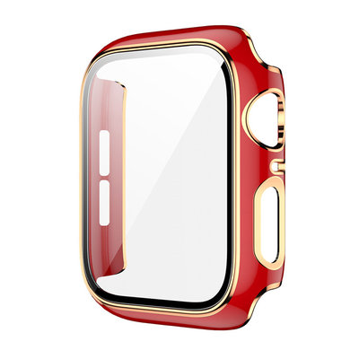 PC+Glass Plating Factory Protector Hard PC Watch Case For Apple Watch 44mm 42mm 40mm 38mm Tempered Glass Protector For Iwatch