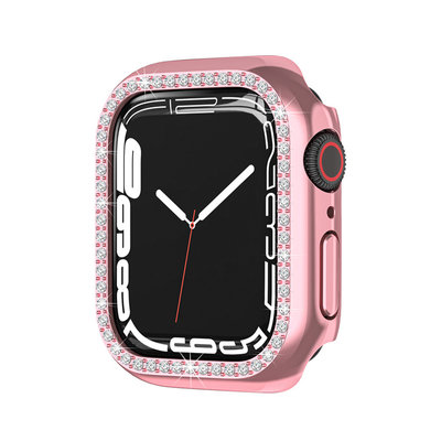 Durable PC Watch Protector Single Row Diamond Watch Case For Apple Watch Series 7 41mm 45mm