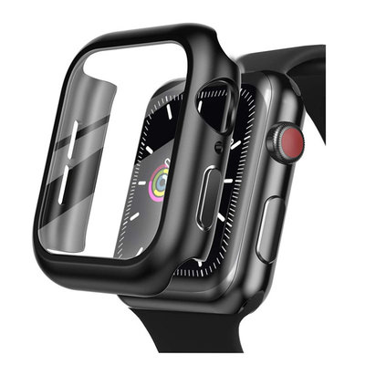 PC Watch Accessories Protector Tempered Hard Cover For Apple Watch Case 38mm 40mm 42m 45mm Luxury Case For Iwatch With Glass
