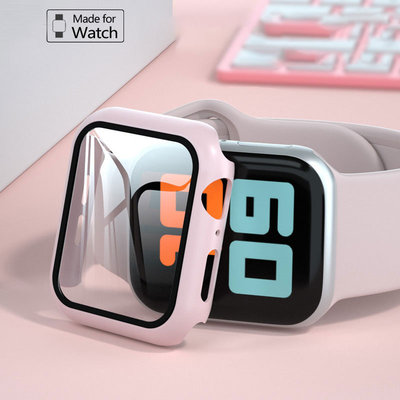 Hot Amazon 38 40 41 42 44 45mm PC Watch Cover Device Case With Tempered Film For Apple Watch Series 1 2 3 4 5 6 Se 7