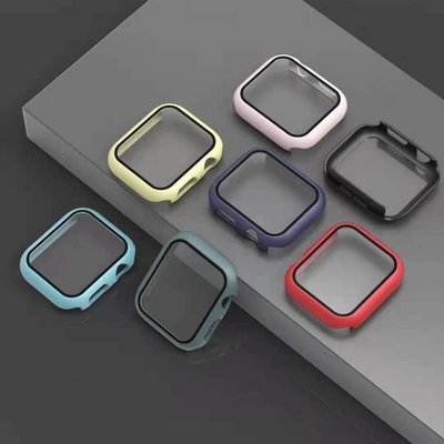 Hot Amazon 38 40 41 42 44 45mm PC Watch Cover Device Case With Tempered Film For Apple Watch Series 1 2 3 4 5 6 Se 7