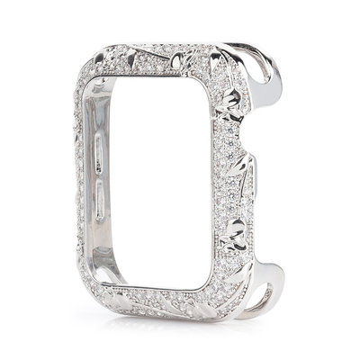 Fashion / Popular Silver Bling Diamond Smart Watch Case iWatch Series For Apple 7 6 5 4 3 2 1 Protector Metal Frame Aluminum Cover