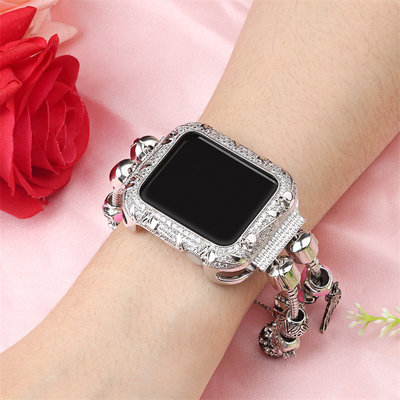 Fashion / Popular Silver Bling Diamond Smart Watch Case iWatch Series For Apple 7 6 5 4 3 2 1 Protector Metal Frame Aluminum Cover