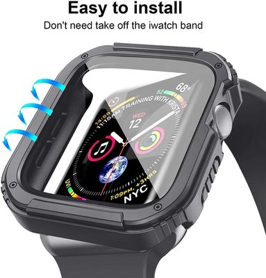 PC For Apple Watch Tempered Glass Screen Protector Case Color Case For Iwatch 7 With Screen Film