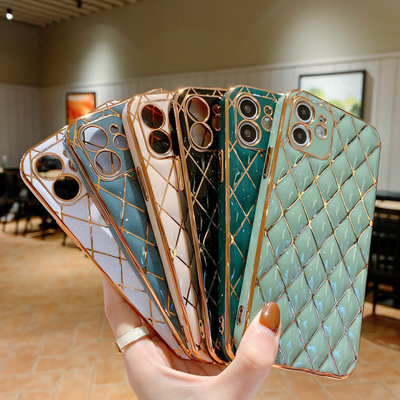 Luxury Shiny Shockproof Diamond Pattern Plating Soft Phone Case For Iphone13 12 pro Max Mini 11 pro Max Xr X Xs 7 8 max plus Se 2020 cover