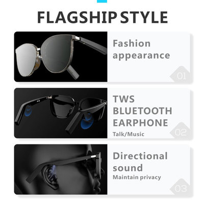 ABS+PC Fashion Polarized Acetate Headphone BT Sound Wireless Sound Earphone Sunglasses Acetate Smart Glasses With Tws Earpiece
