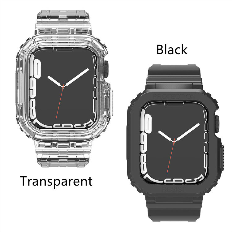 Factory Direct Sale Watch Band Glacier Integration Plastic Watch Band +case For Apple Watch 7 Series 41mm 45mm