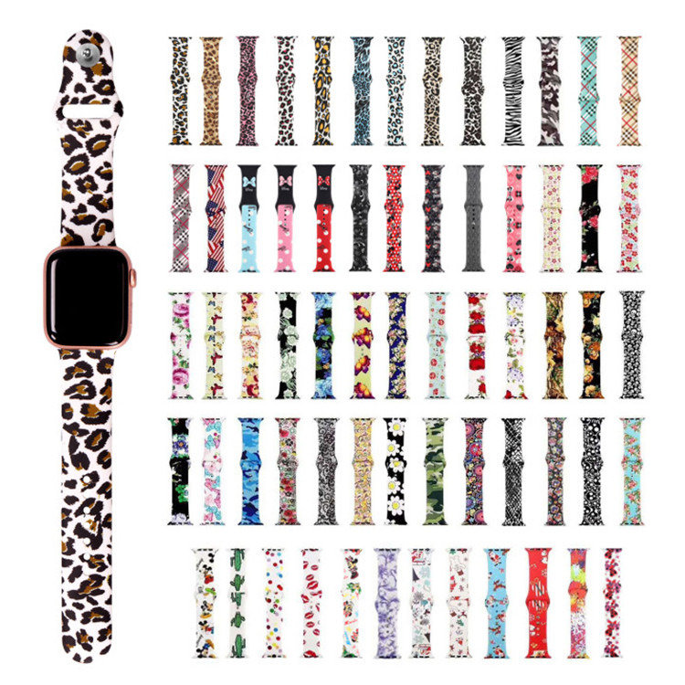 45mm Customized Soft Silicone 38mm 40mm 41mm 42mm 44mm Printed Sport Silicone Watch Strap Rubber Bands For Apple Iwatch Se 6 5 7 4