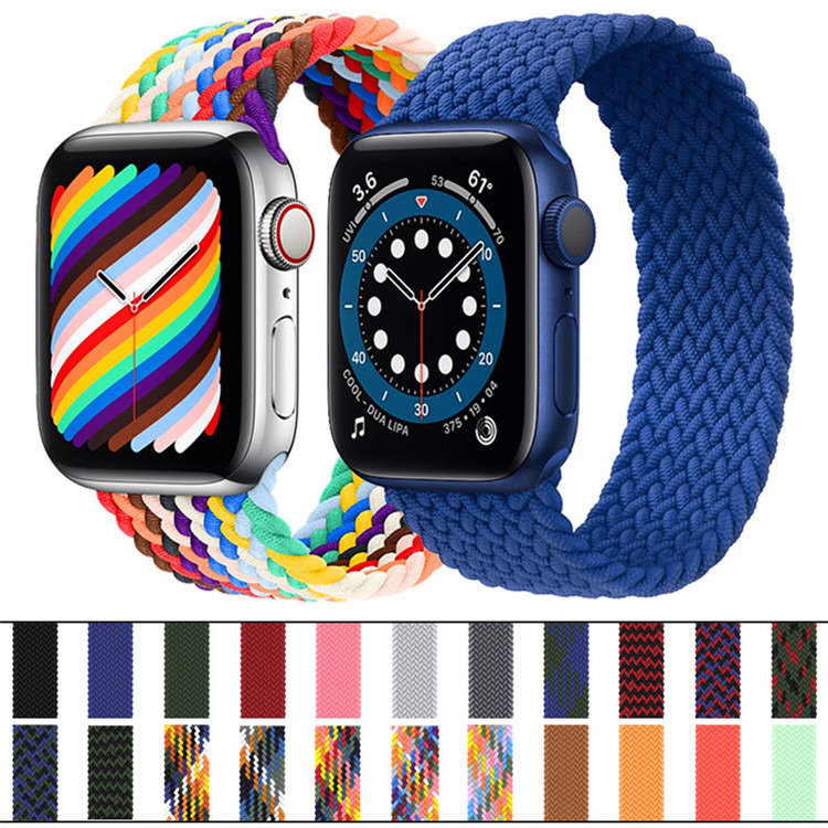 Wholesale Fabric Designers Braided Nylon Correa Solo Loop Smart Watch Band Straps For Apple Iwatch Applewatch