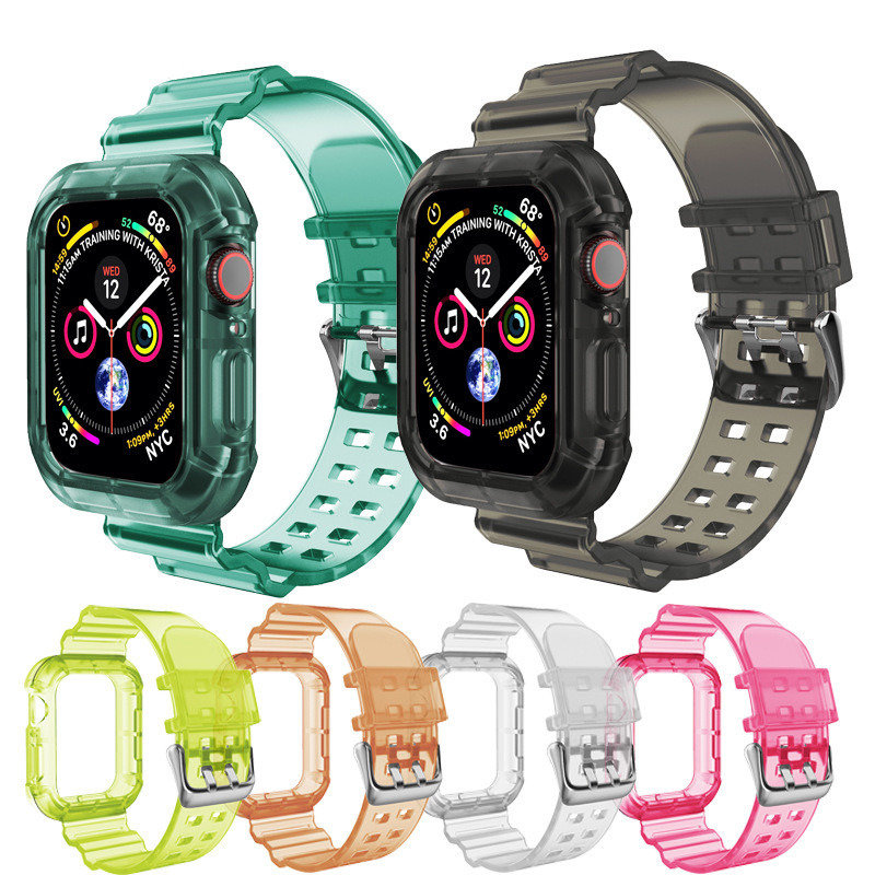 Colorful High Quality Fashion Watch Band Protector Case For Apple Watch Series 6 Se 1 2 3 4 5 Silicone Straps For Iwatch Sports 38/40/42/44mm