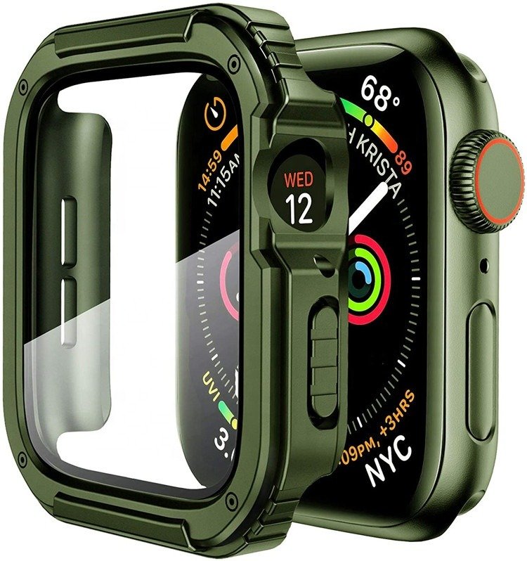PC For Apple Watch Tempered Glass Screen Protector Case Color Case For Iwatch 7 With Screen Film