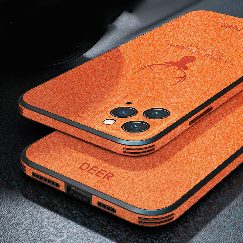 Wholesale Luxury Shockproof Texture Square View Leather Case Top For iPhone 13 12 11 Pro Max Mini X XR XS Shockproof Deer Camera Protection